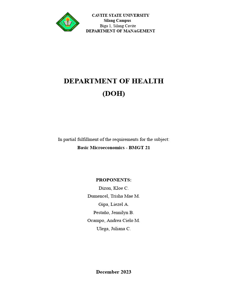 Doh Final Report PDF | PDF | Health Care | Preventive Healthcare