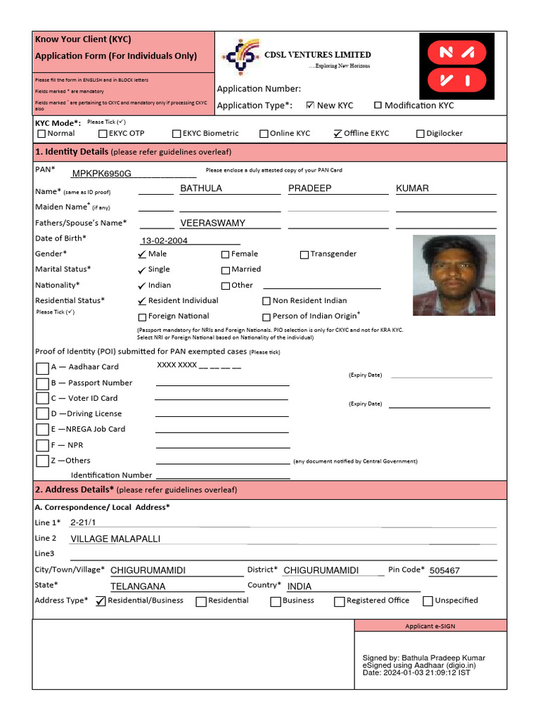 Navi Amc Kyc Form | PDF | Identity Document | Authentication