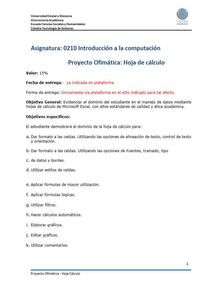 II-Proyecto-Ofimatica_Excel-IIC-2022 | PDF | Microsoft Excel | Hoja de cálculo