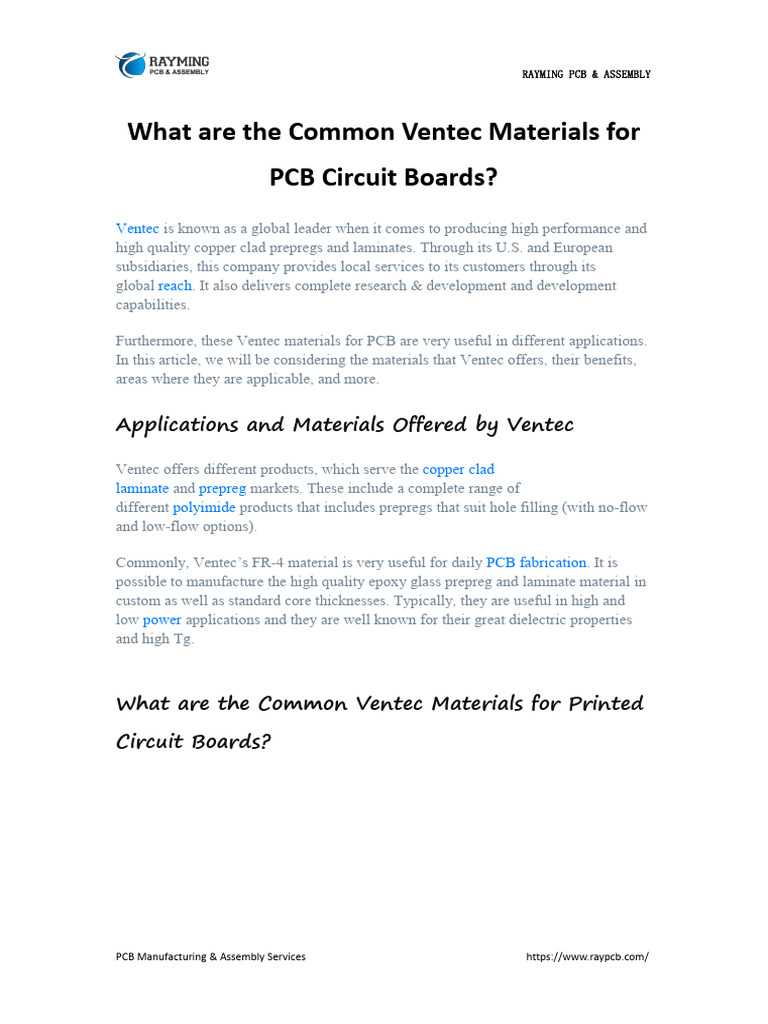 Ventec PCB Materials Overview | PDF | Printed Circuit Board | Electronics