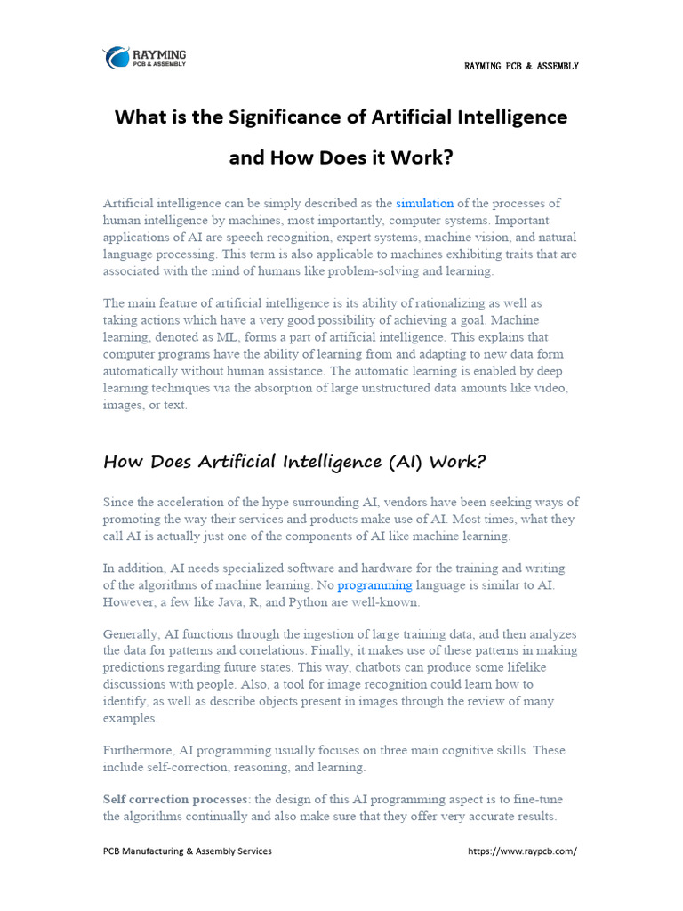 What Is The Significance of Artificial Intelligence and How Does It Work | PDF | Artificial ...