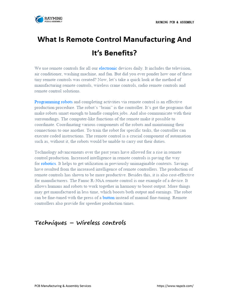 What Is Remote Control Manufacturing and Its Benefits | PDF | Remote ...