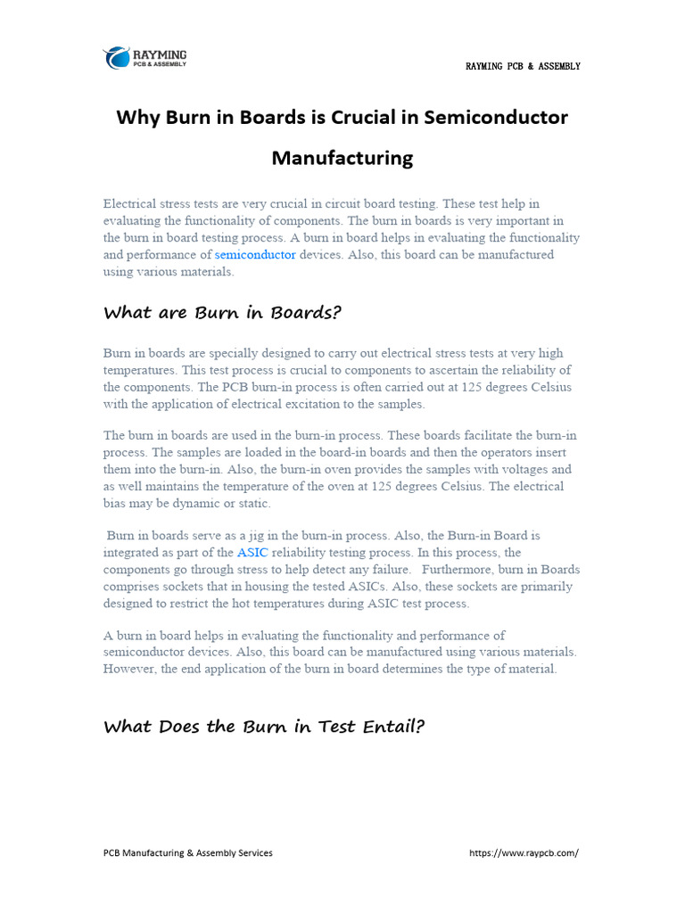 Why Burn in Boards Is Crucial in Semiconductor Manufacturing | PDF ...