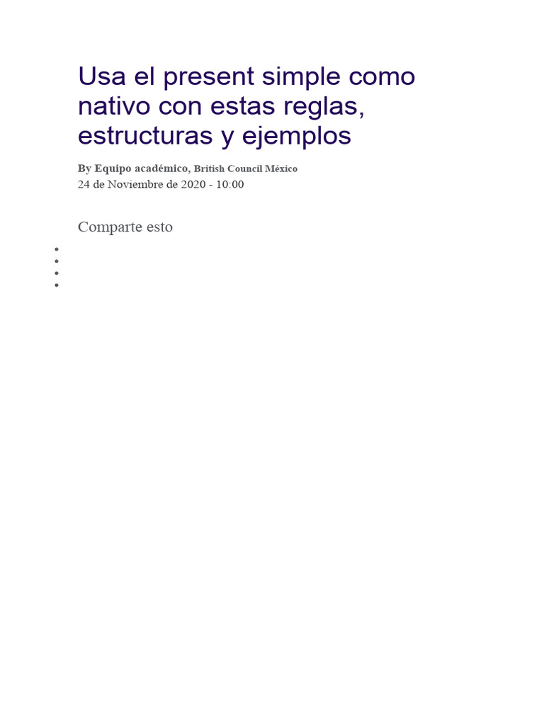 Usa el present simple como nativo con estas reglas | PDF | Verbo ...