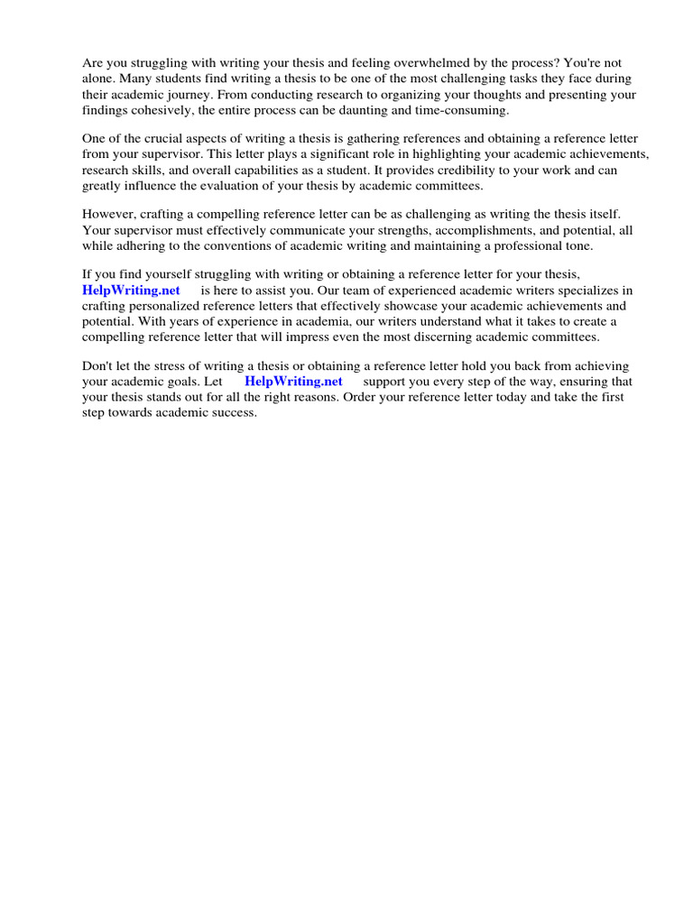 Sample Reference Letter From Thesis Supervisor | PDF | Employment | Thesis