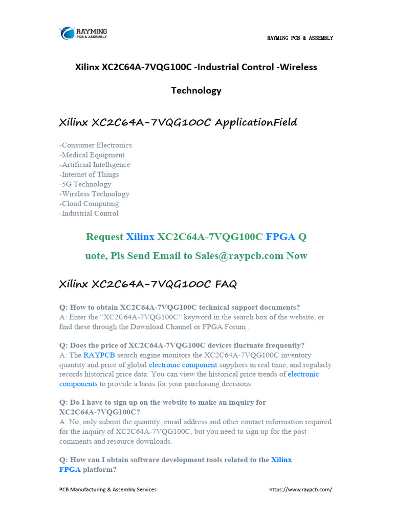 Xilinx XC2C64A-7VQG100C - Industrial Control - Wireless Technology ...