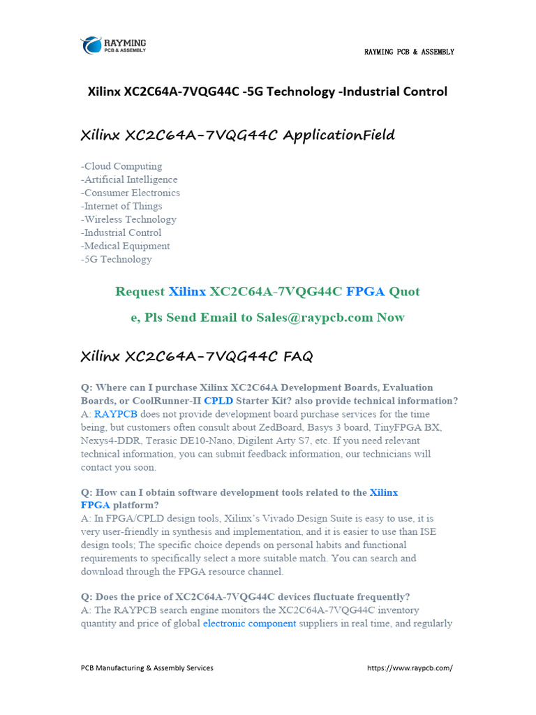 Xilinx XC2C64A-7VQG44C -5G Technology -Industrial Control | PDF | Field Programmable Gate Array ...