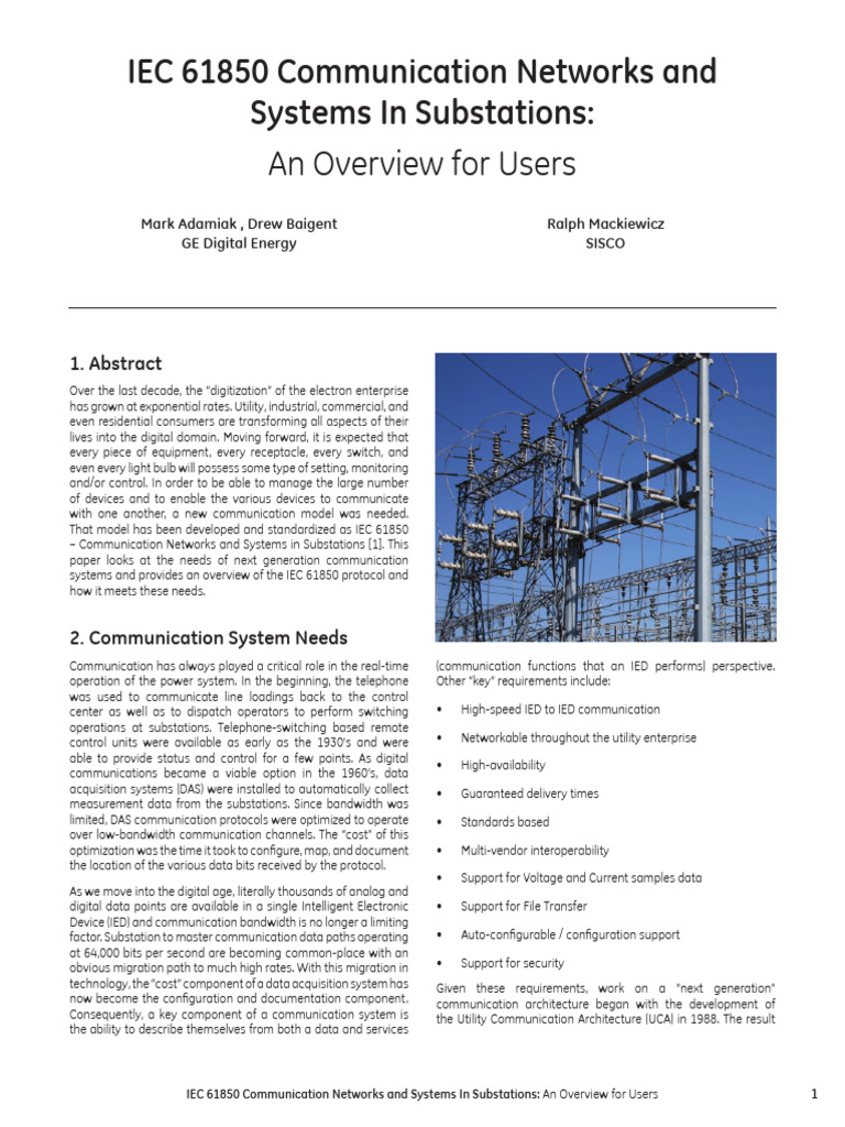 Case Study Iec 61850 Communication Networks and Systems in Substations | PDF | Computer Network ...
