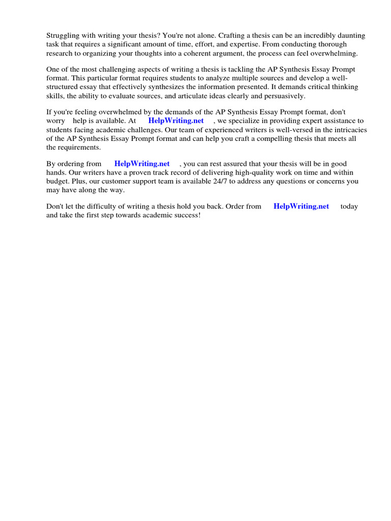 AP Synthesis Essay Prompt Format | PDF | Essays | Cognition