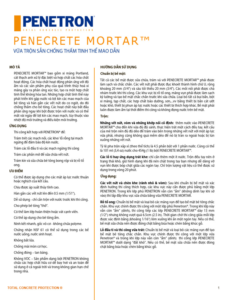 Penecrete-Mortar PDS VN | PDF