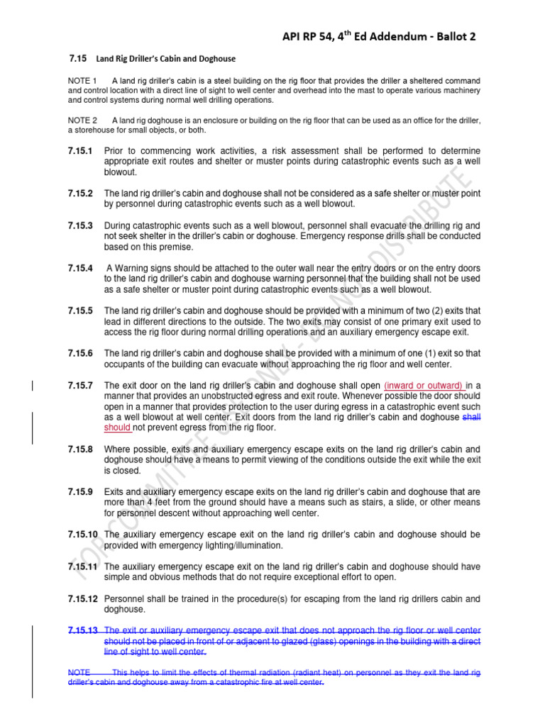 API RP 54-E4-A1-Ballot2 | PDF | Door | Blowout (Well Drilling)