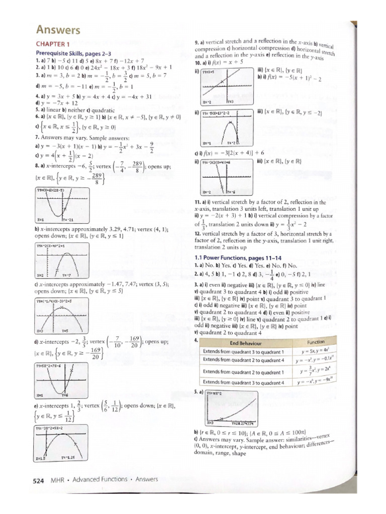 Chapter 1 Textbook Answers | PDF Chapter 1 Textbook Answers | PDF