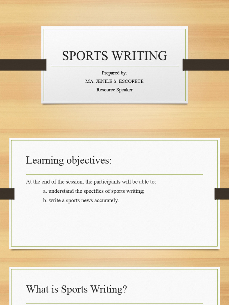 Sports Writing PPT 2024 | PDF | Sports | Basketball Teams