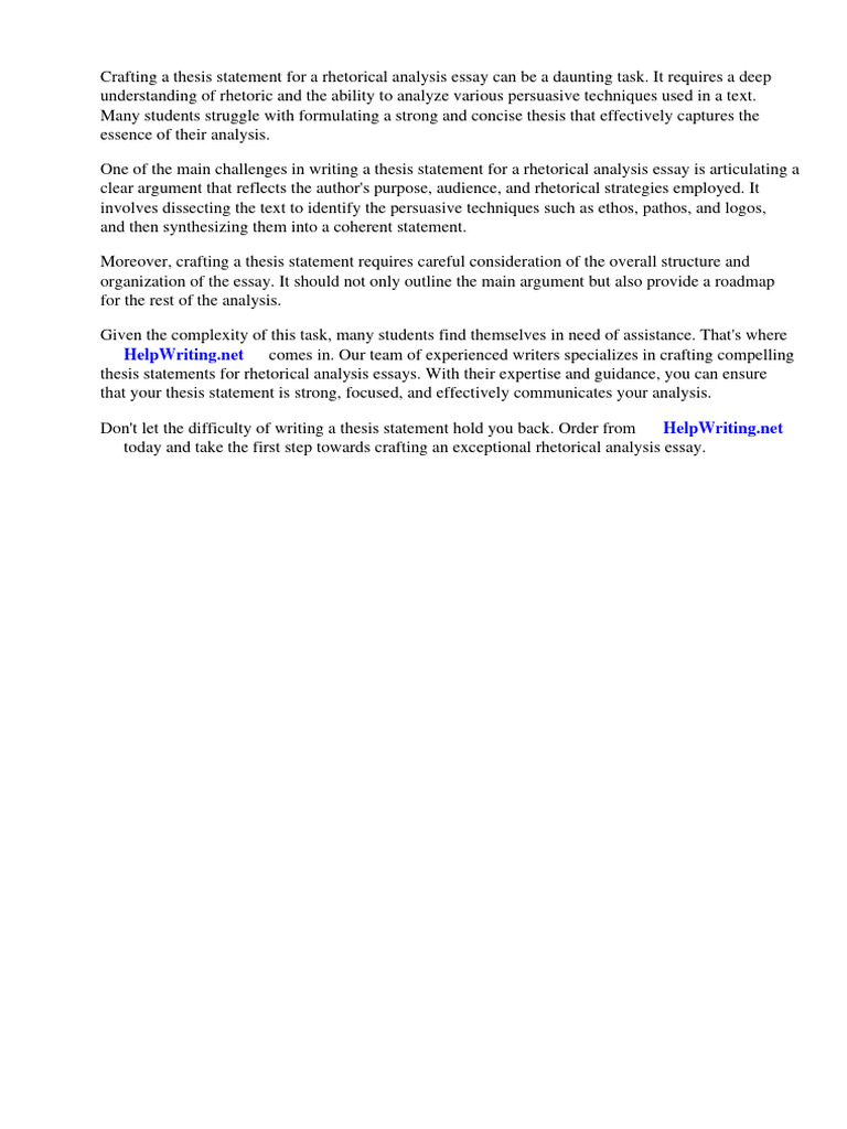 How To Make A Thesis Statement For A Rhetorical Analysis Essay | PDF ...