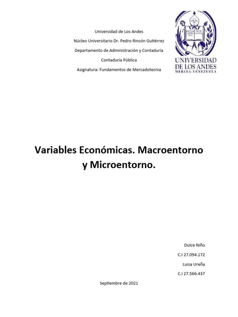 Variables Económicas. Macroentorno y Microentorno - Mercadotecnia | PDF | Marketing | Mercado ...