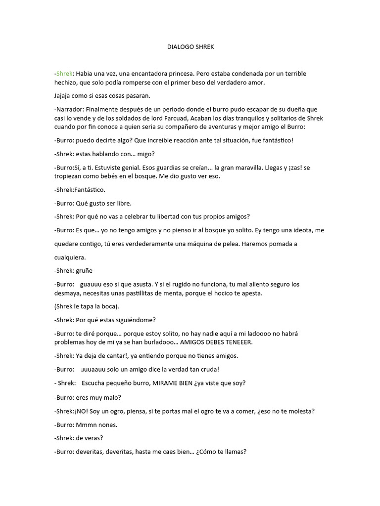 Dialogo Shrek | PDF
