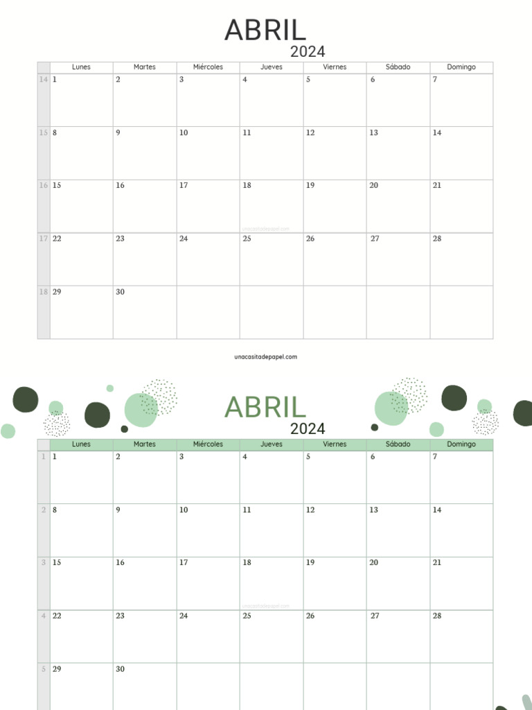 Calendario Abril 2024 | PDF