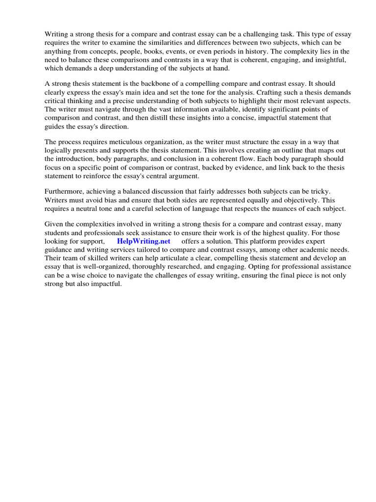 How To Write A Strong Thesis For Compare and Contrast | Download Free PDF | Essays | Thought