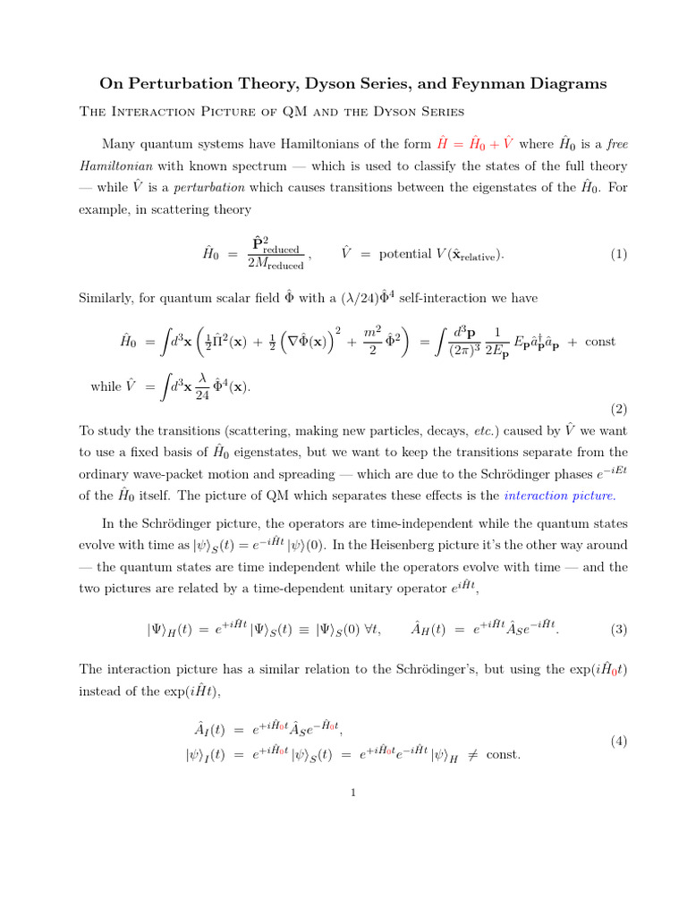 dyson series | PDF | Perturbation Theory (Quantum Mechanics ...