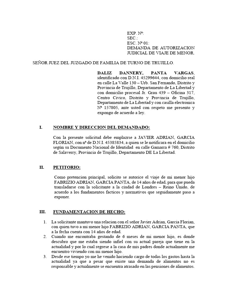 Permiso Judicial - Dannery | PDF | America latina | América del Sur