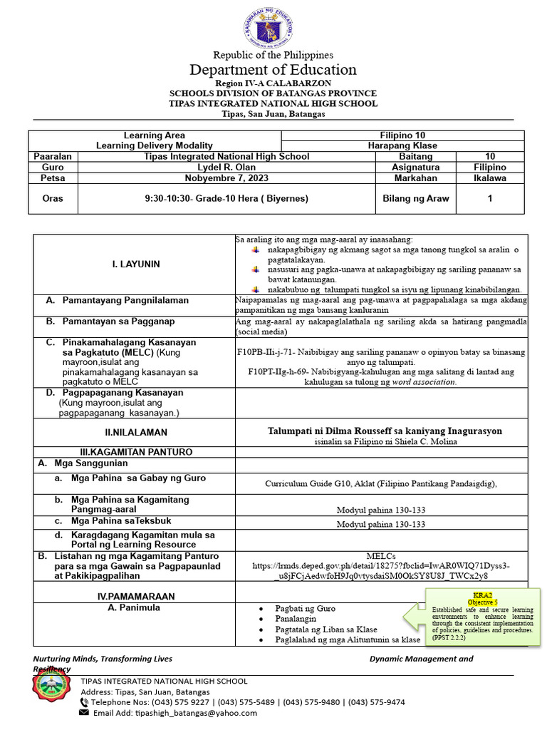Q2-COT-Lesson Plan | PDF