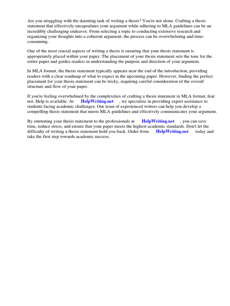 Crafting an MLA Thesis Statement | PDF | Thesis | Essays