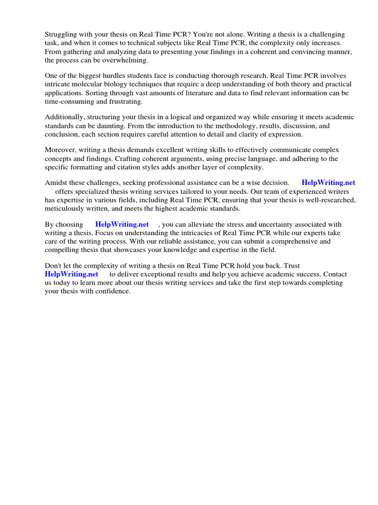 Thesis Real Time PCR | PDF