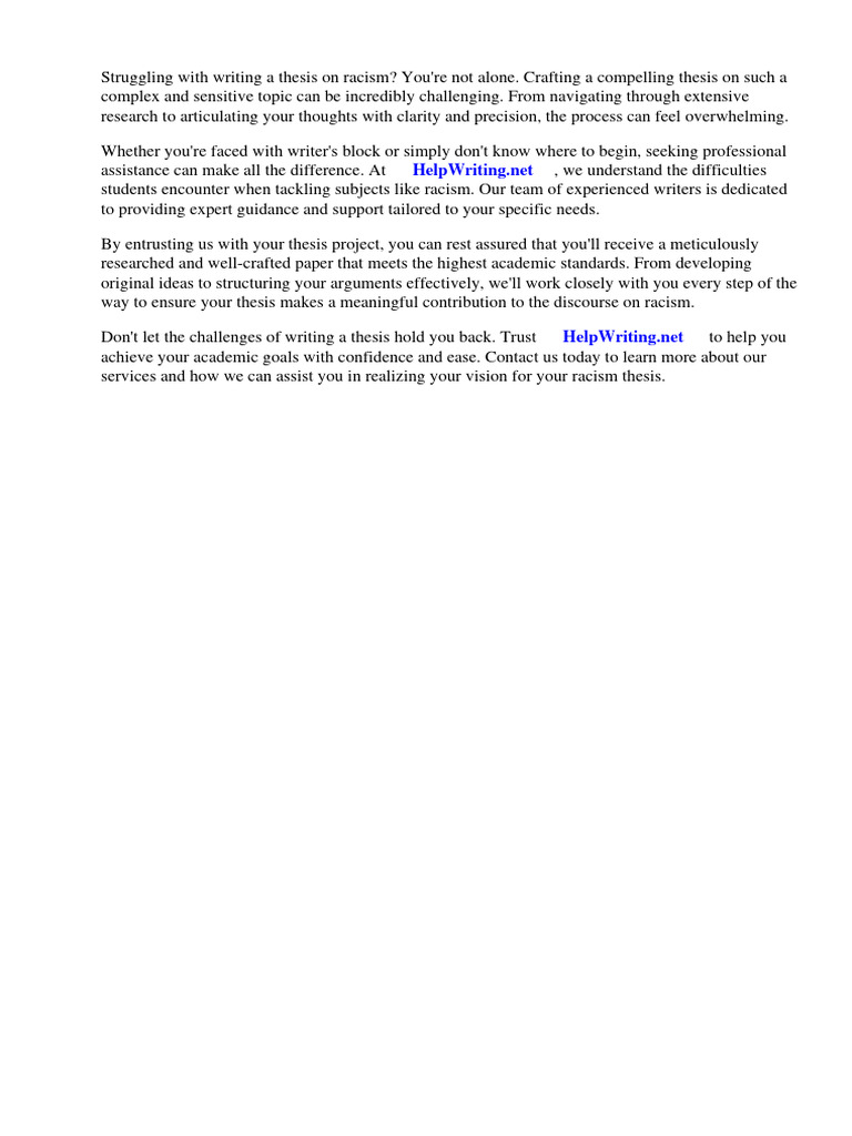 Racism Thesis Ideas | PDF | Racism | Discrimination & Race Relations