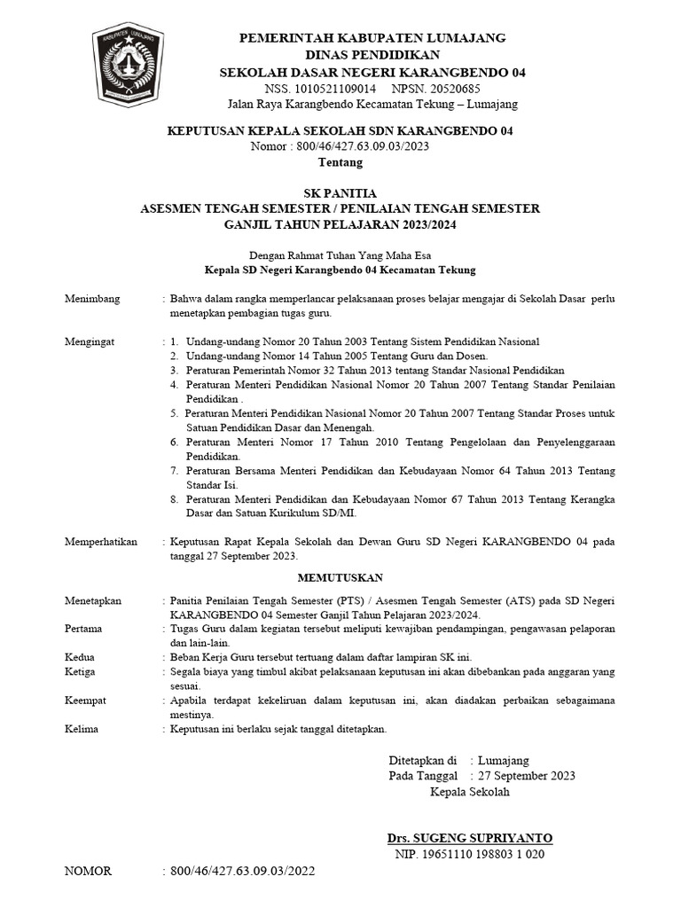 SK PTS 2023-24 Ganjil | PDF