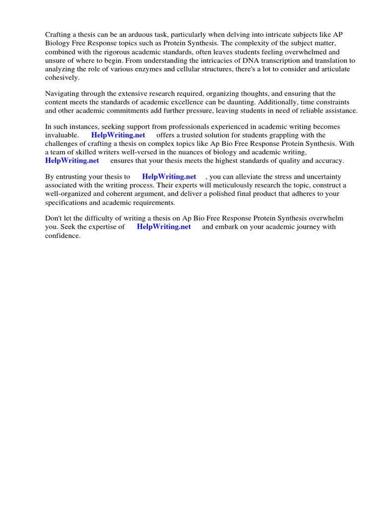 AP Bio Free Response Protein Synthesis | PDF | Rna | Translation (Biology)