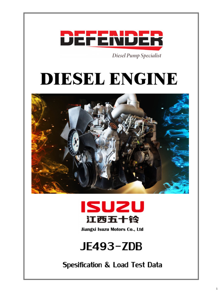SPECIFICATION ISUZU JE493DB-05 - Unlocked | PDF | Engines | Diesel Engine