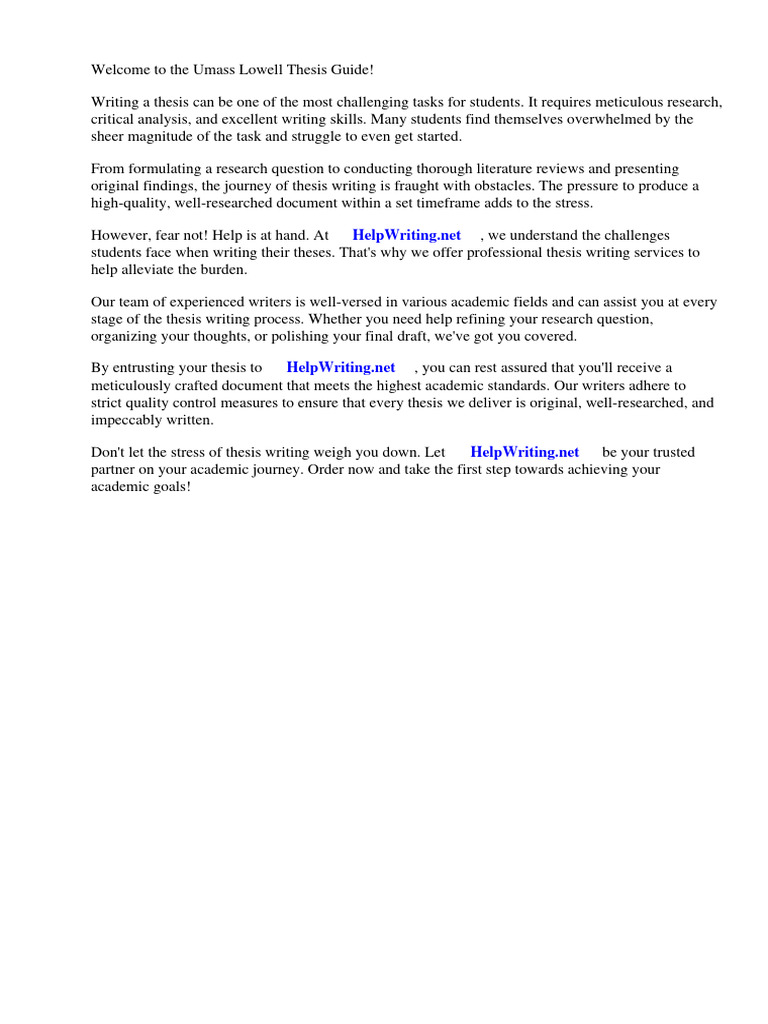 Umass Lowell Thesis Guide | PDF | Thesis