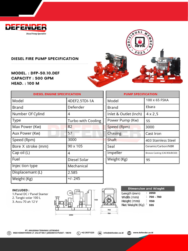 Catalog Defender Diesel Fire Pump 500 GPM 100 Meter | PDF | Diesel ...