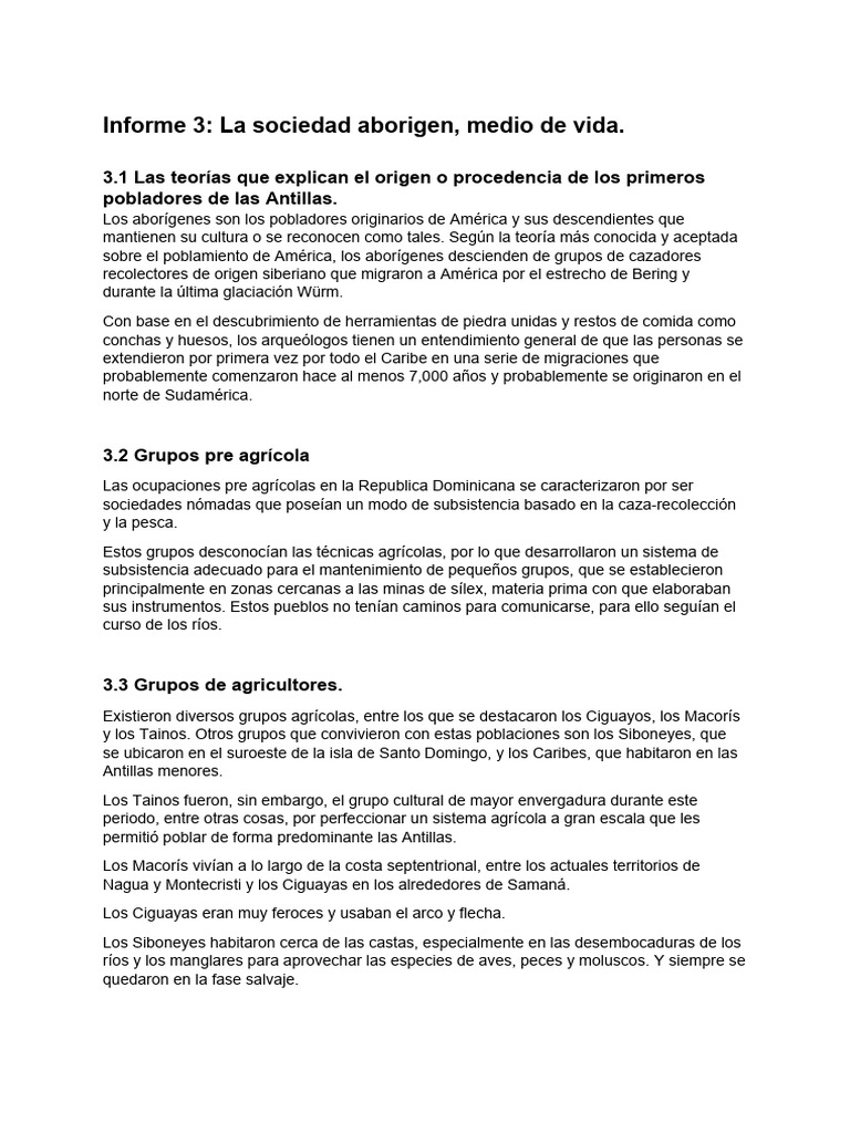 Sociedad Aborigen en las Antillas | PDF | Pueblos Indígenas de las ...