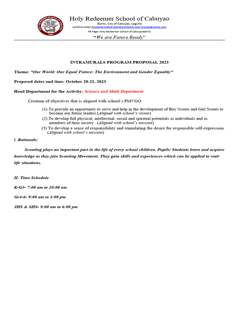 Intramurals Program Proposal 2023 | PDF