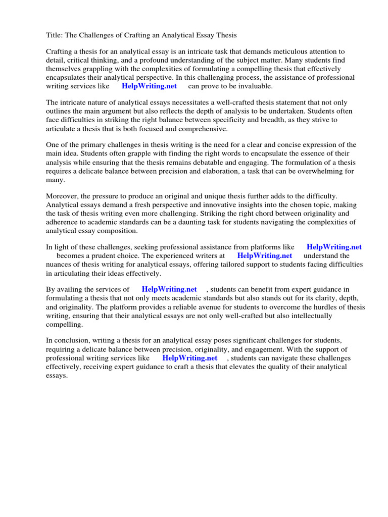 Analytical Essay Thesis Tips | PDF | Essays | Critical Thinking