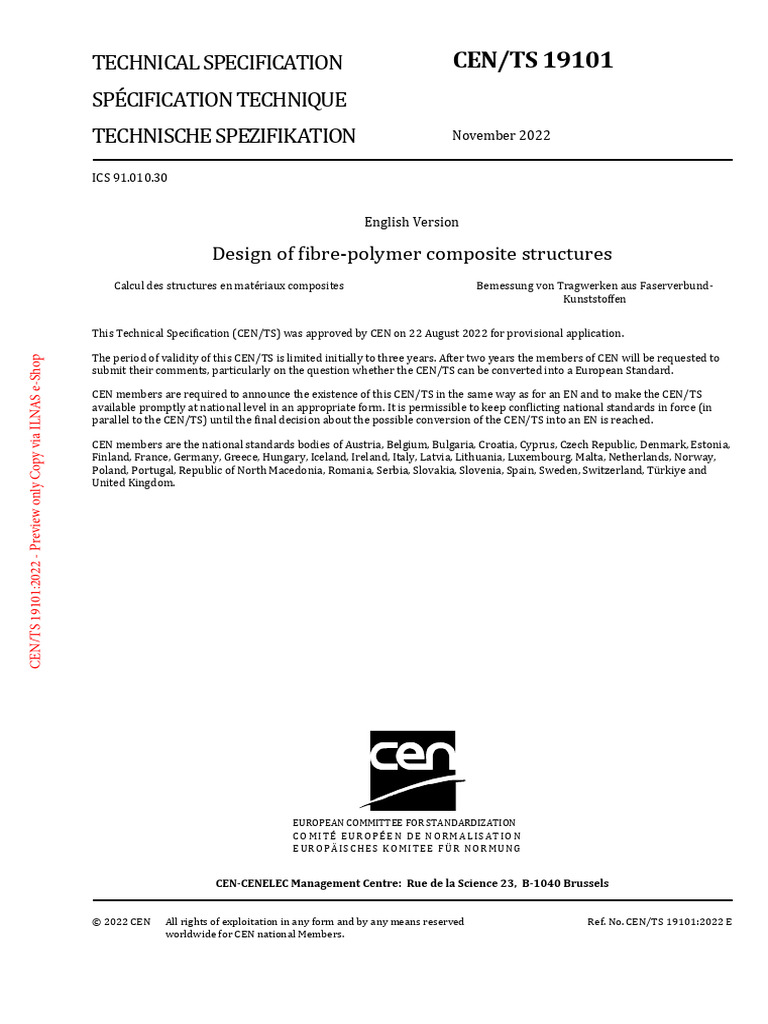 Cen TS 19101 (2022) (E) | PDF | Composite Material | Building Technology
