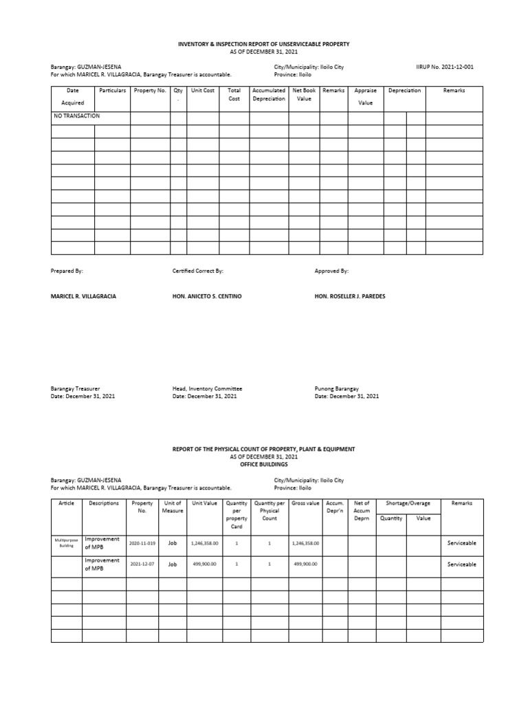 Barangay Inventory Rpcppe | PDF | Manufactured Goods | Computer Hardware