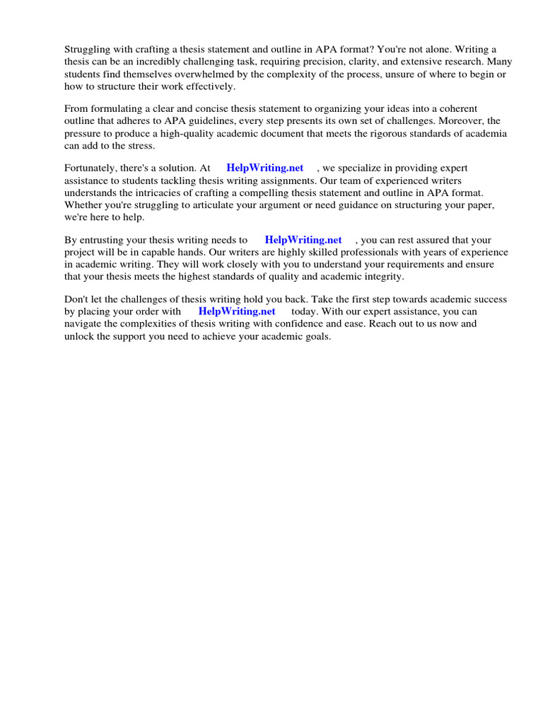 Thesis Statement and Outline in Apa Format | PDF | Career & Growth