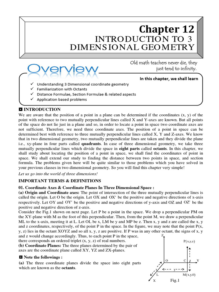 12.introduction To 3 D Geometry | PDF