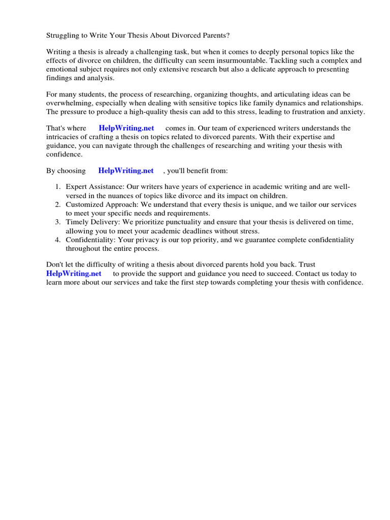 Thesis About Divorced Parents | PDF | Divorce | Parenting