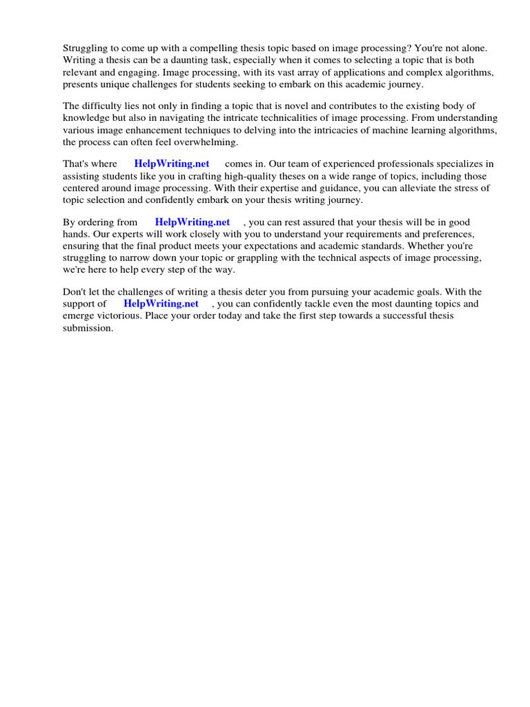 Thesis Topics Based On Image Processing | PDF | Thesis | Algorithms