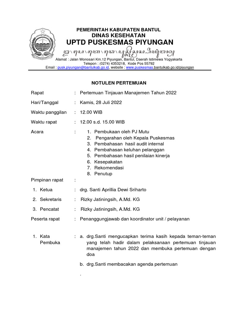 Notulen RTM PDF | PDF