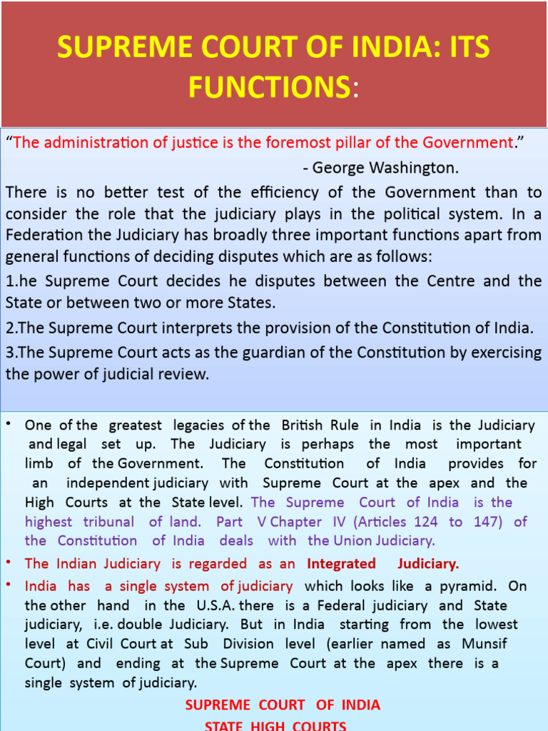 Supreme Court of India: Key Functions | PDF | Constitutional Law | Courts