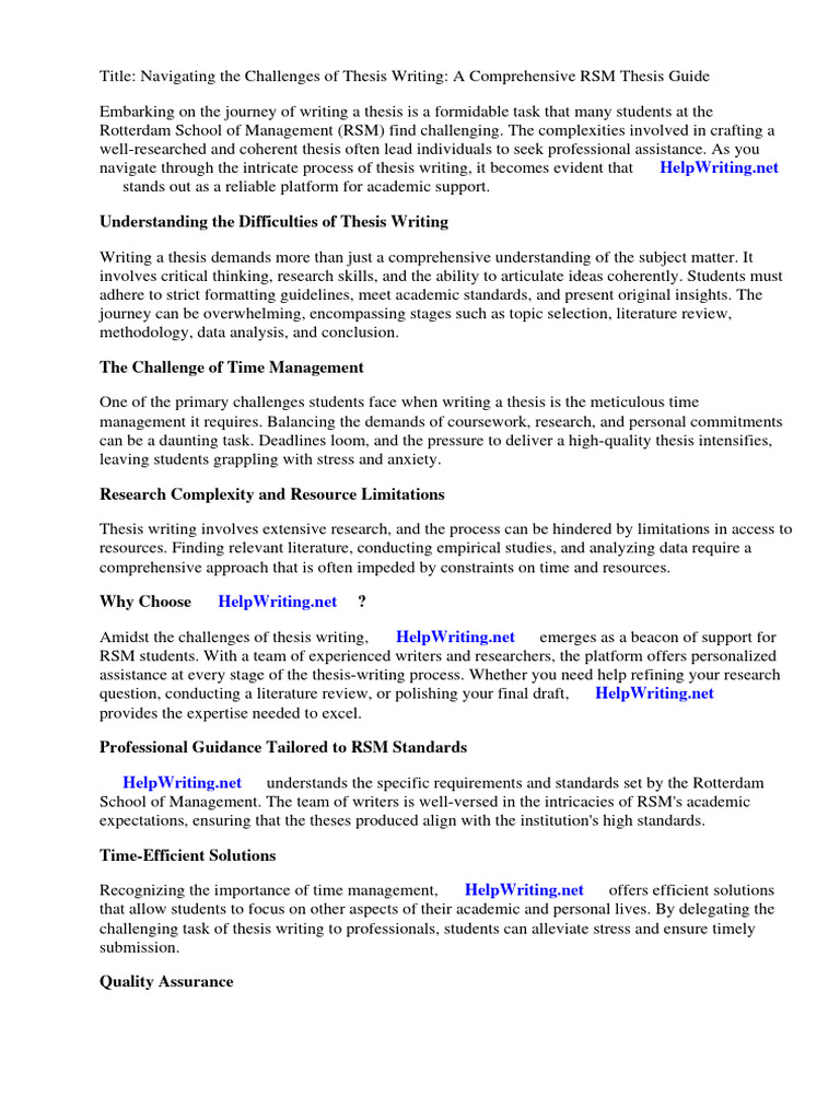 RSM Thesis Guide | PDF | Thesis | Science