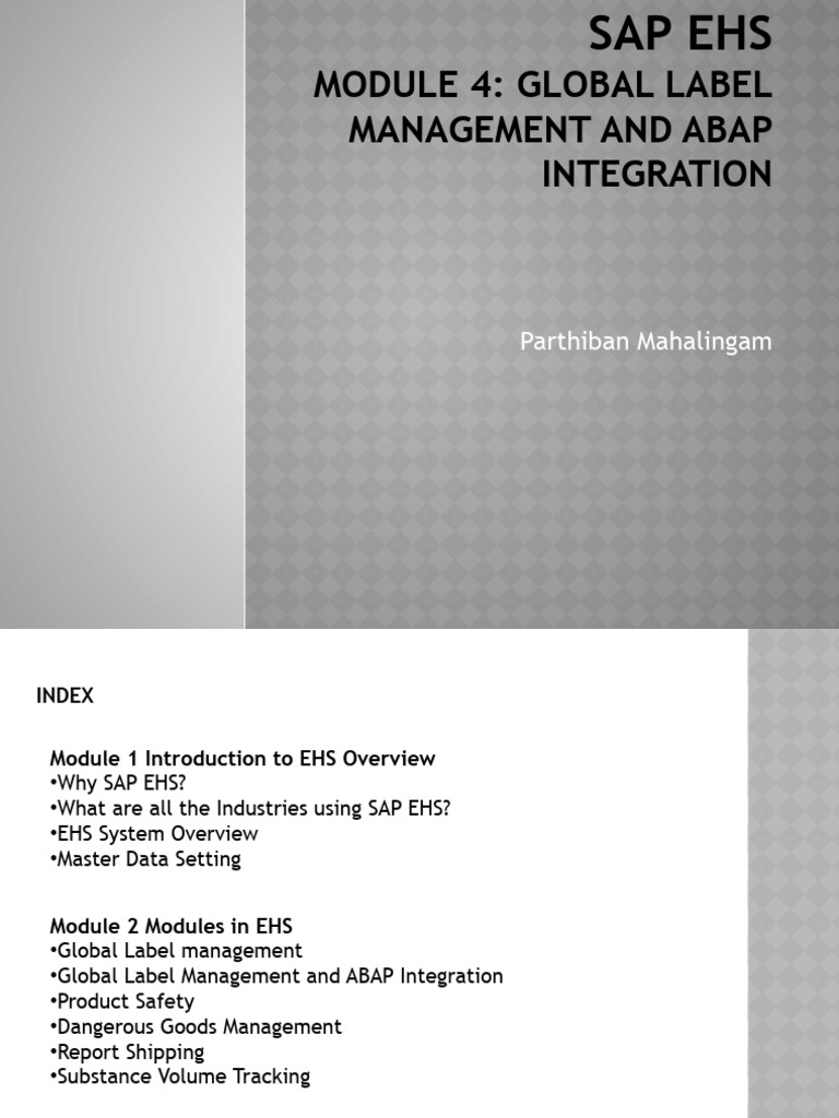 Sap Module 4 Ehs | PDF | Parameter (Computer Programming) | Data
