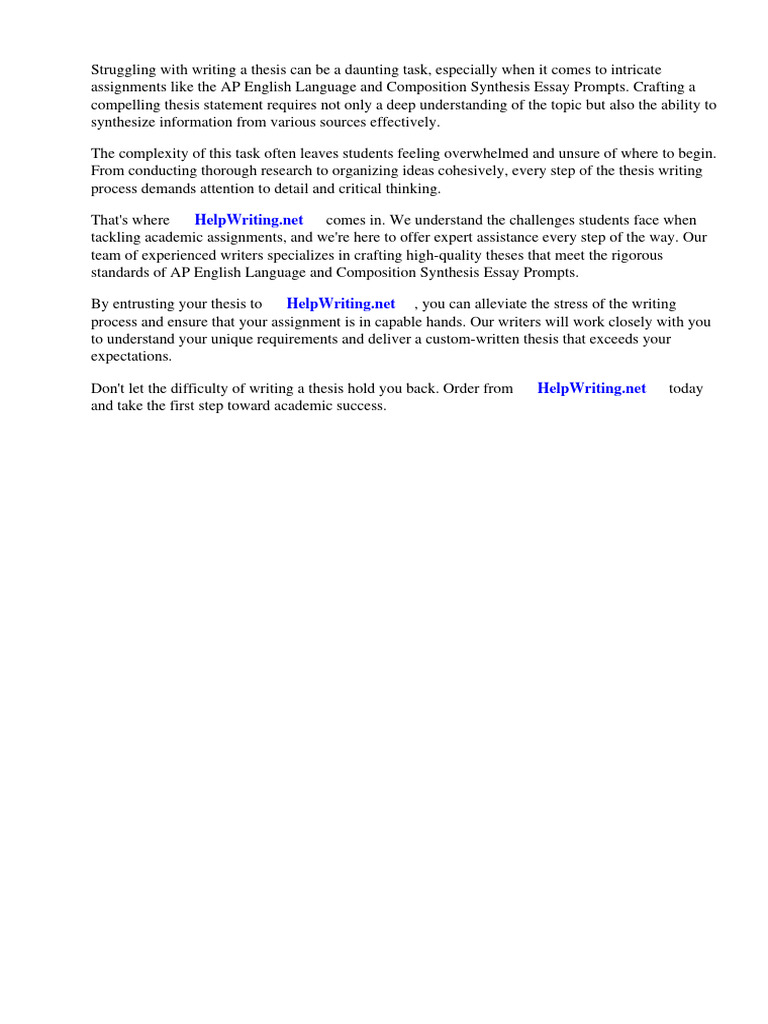 AP English Language and Composition Synthesis Essay Prompts | PDF | Essays
