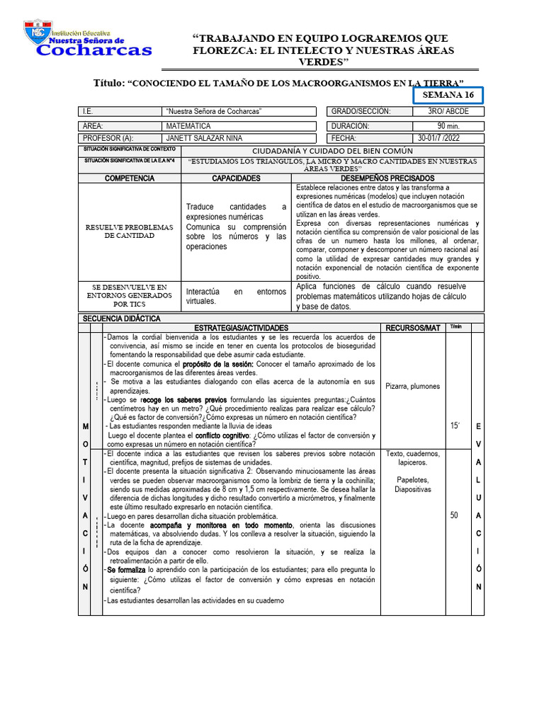 3 - Mat - Act - S16 2do Notación Científica | PDF