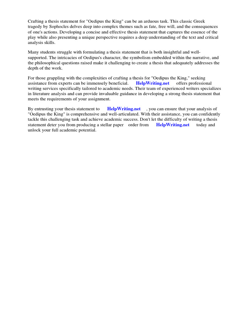 Thesis Statement for Oedipus the King | PDF | Oedipus