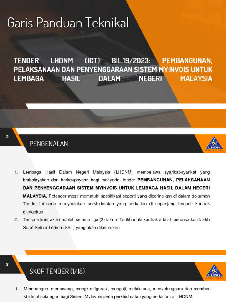 009 Slaid Teknikal Tender Sistem My Invois Final 2112023 Taklimat | PDF